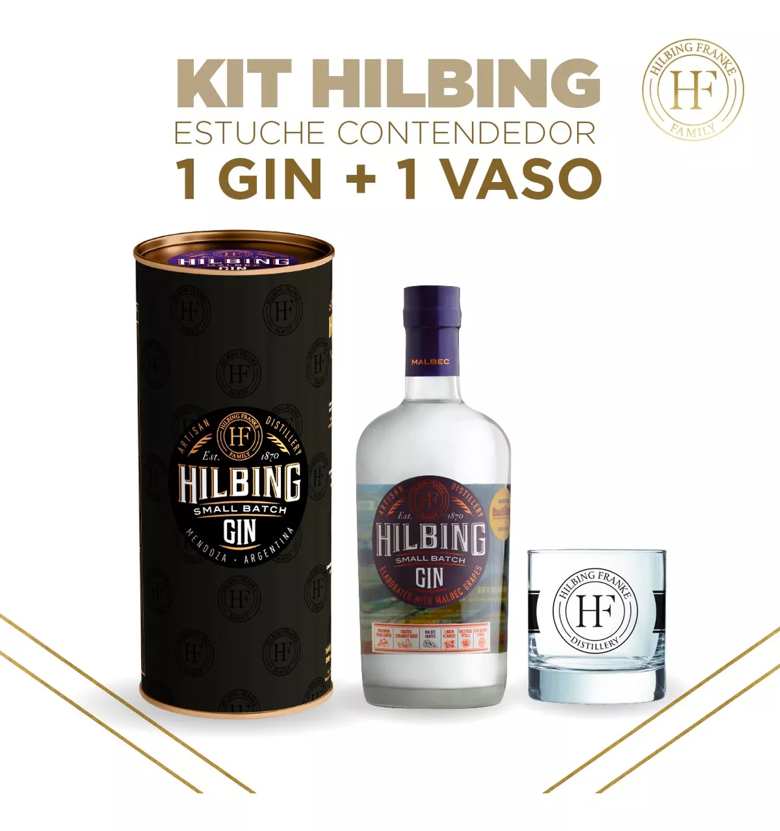 Estuche Metálico + Gin + Vaso - Hilbing Franke Distillery